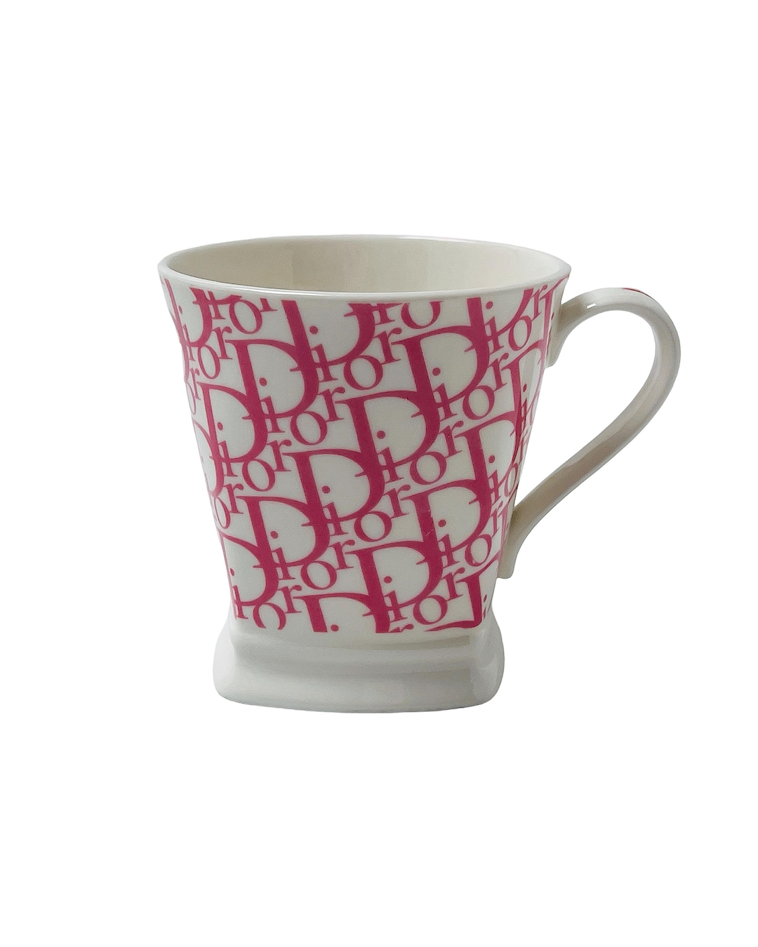 Christian Dior Mug Cup Monogram Logo White Pink Bone China Vintage ...