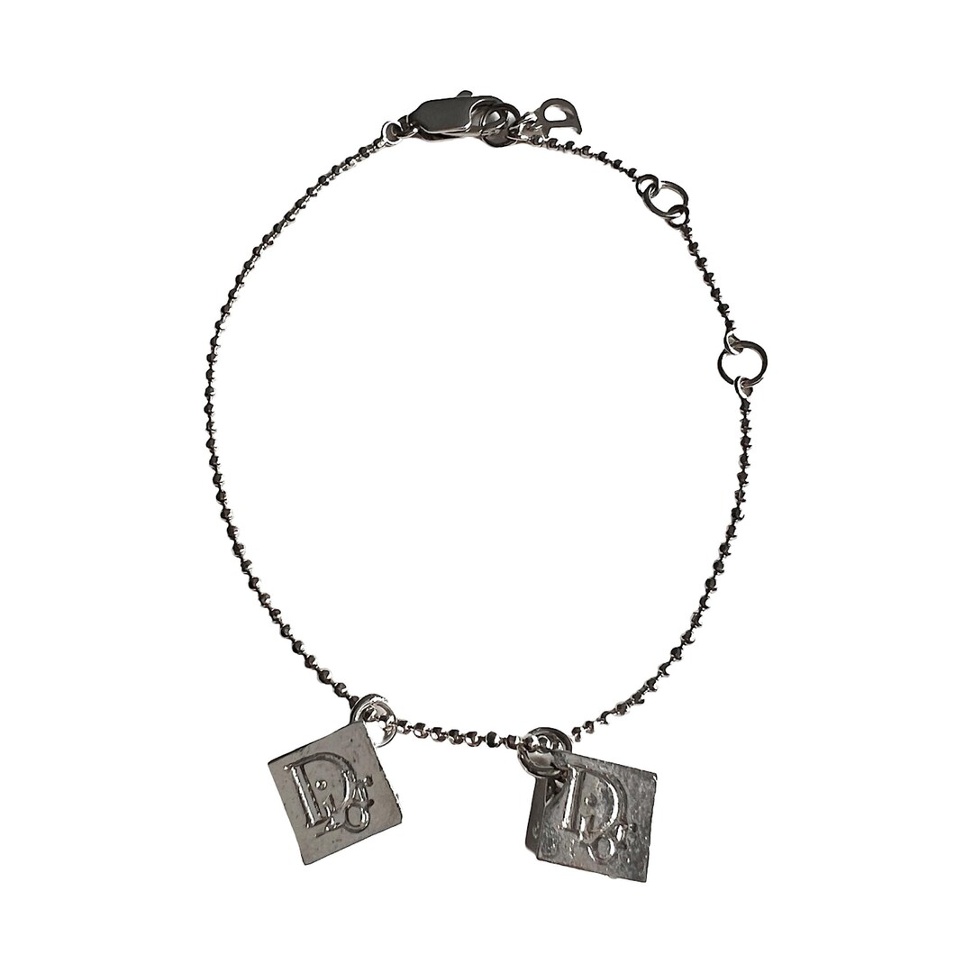 Christian Dior Bracelet Silver Dice Authentic Logo Crystal Diamante Monogram Metal Gamble Charm Vintage Y2K Etsy