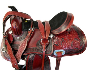 Leather Western Barrel Racing Horse Saddle Tack Size 1418 With Matching ...