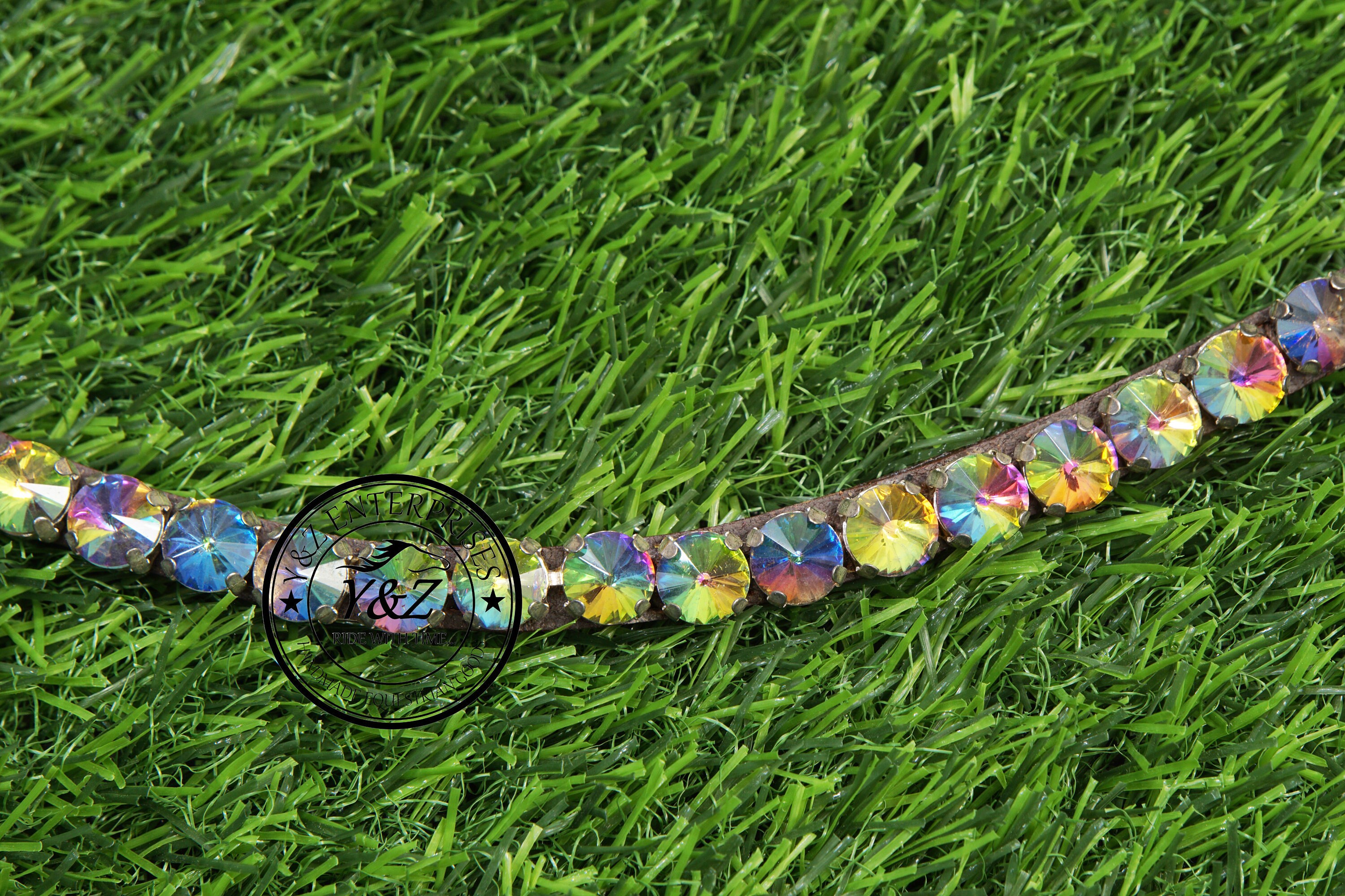 Bling Crystal Browband Rainbow Color on Brown Leather Full Cob - Etsy