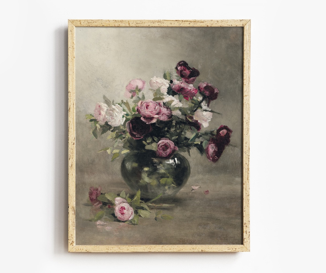Red Roses Still Life, Roses Painting, Mailed Print, Floral Still Life ...