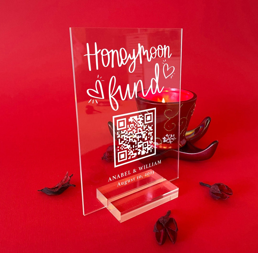 Honeymoon Fund Sign, Qr Code Wedding Sign, Custom Scan to Pay Sign ...