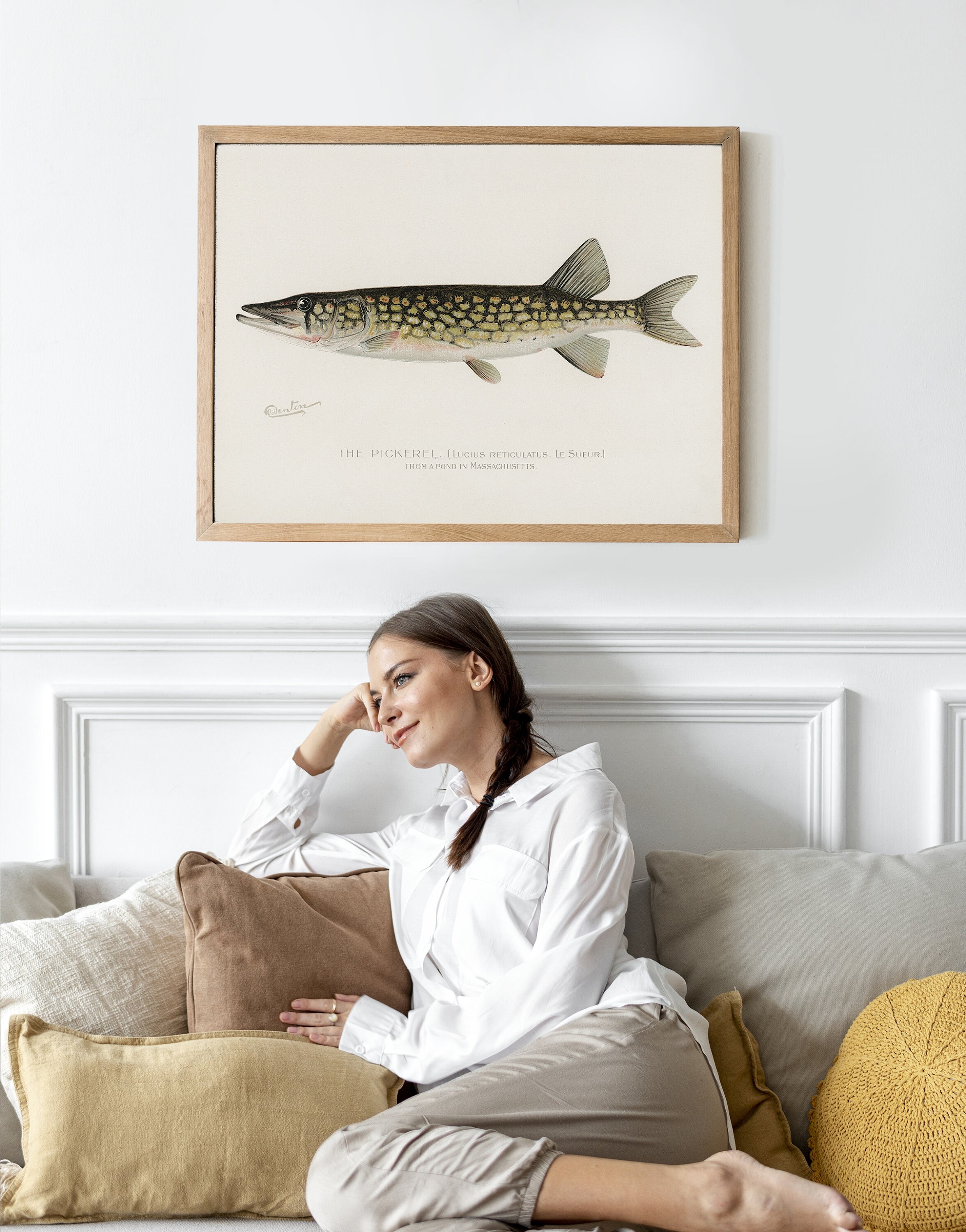 Pickerel Print Pickerel Painting Fish Vintage Print Man - Etsy