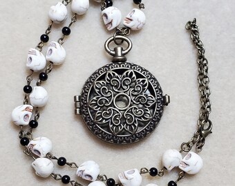 Bird Skull Locket Antique Silver Magpie Skull Locket Bird - Etsy