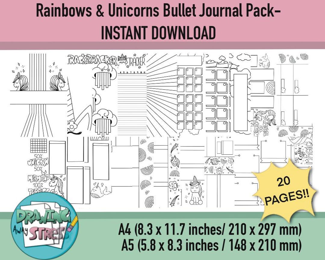 INSTANT DOWNLOAD, Premade, Hand-drawn Printable Bullet Journal Pages ...