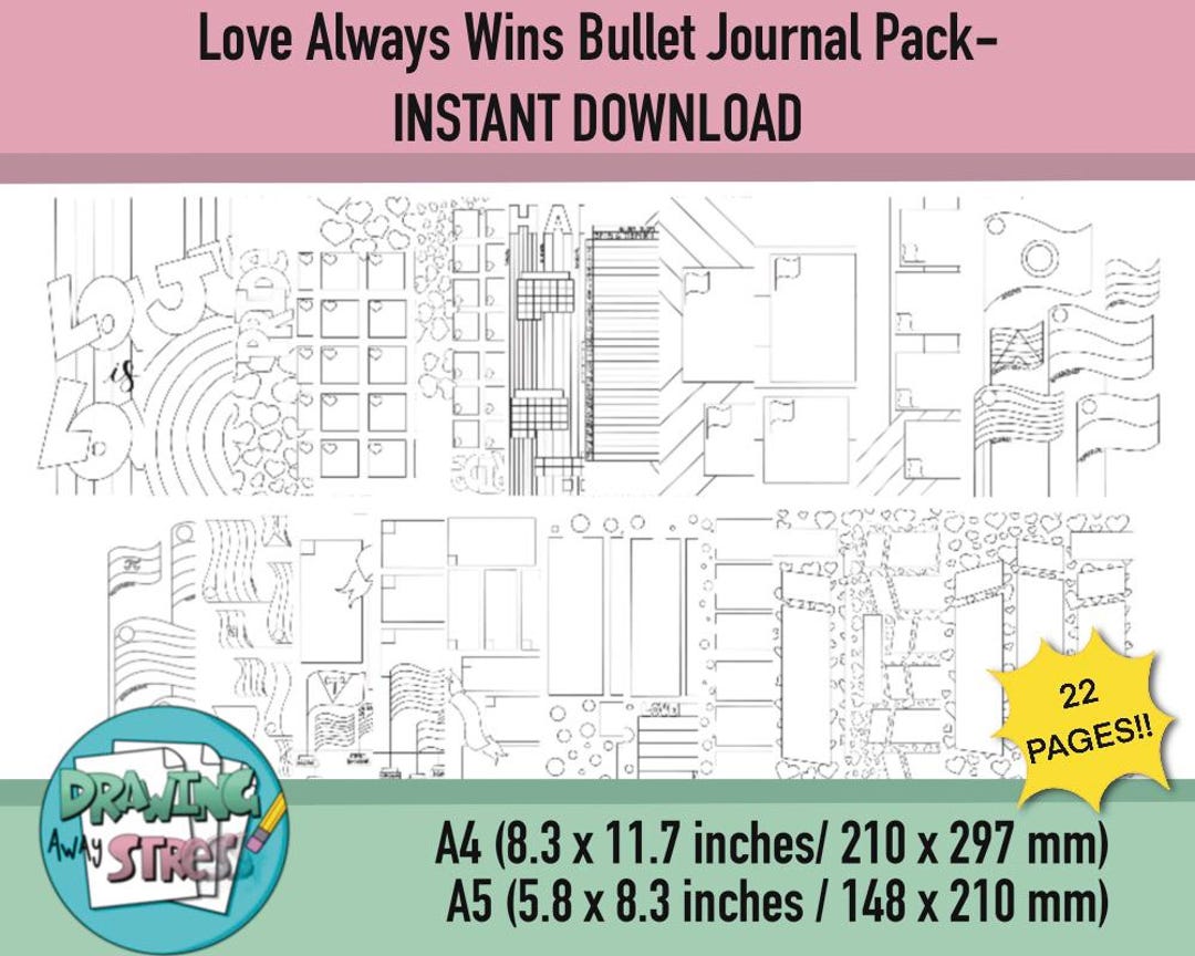 INSTANT DOWNLOAD, Premade, Hand-drawn Printable Bullet Journal Pages ...
