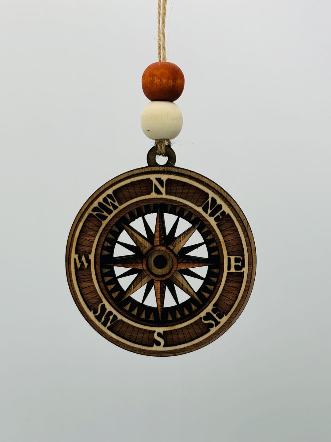 Laser-cut Christmas Compass Ornament for Outdoor or Travel Enthusiast ...