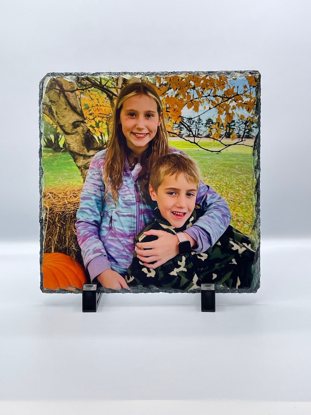 Square Slate Portrait, Personalized Photo on Stone, Natural Rustic ...