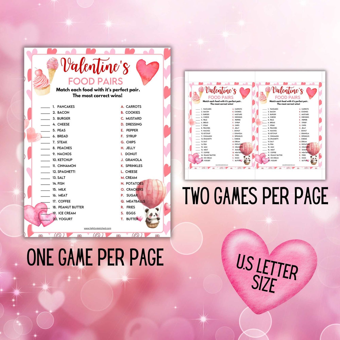 Valentine’s Day Food Pairs Game, Food Pairs Game, Valentine's Day Party ...
