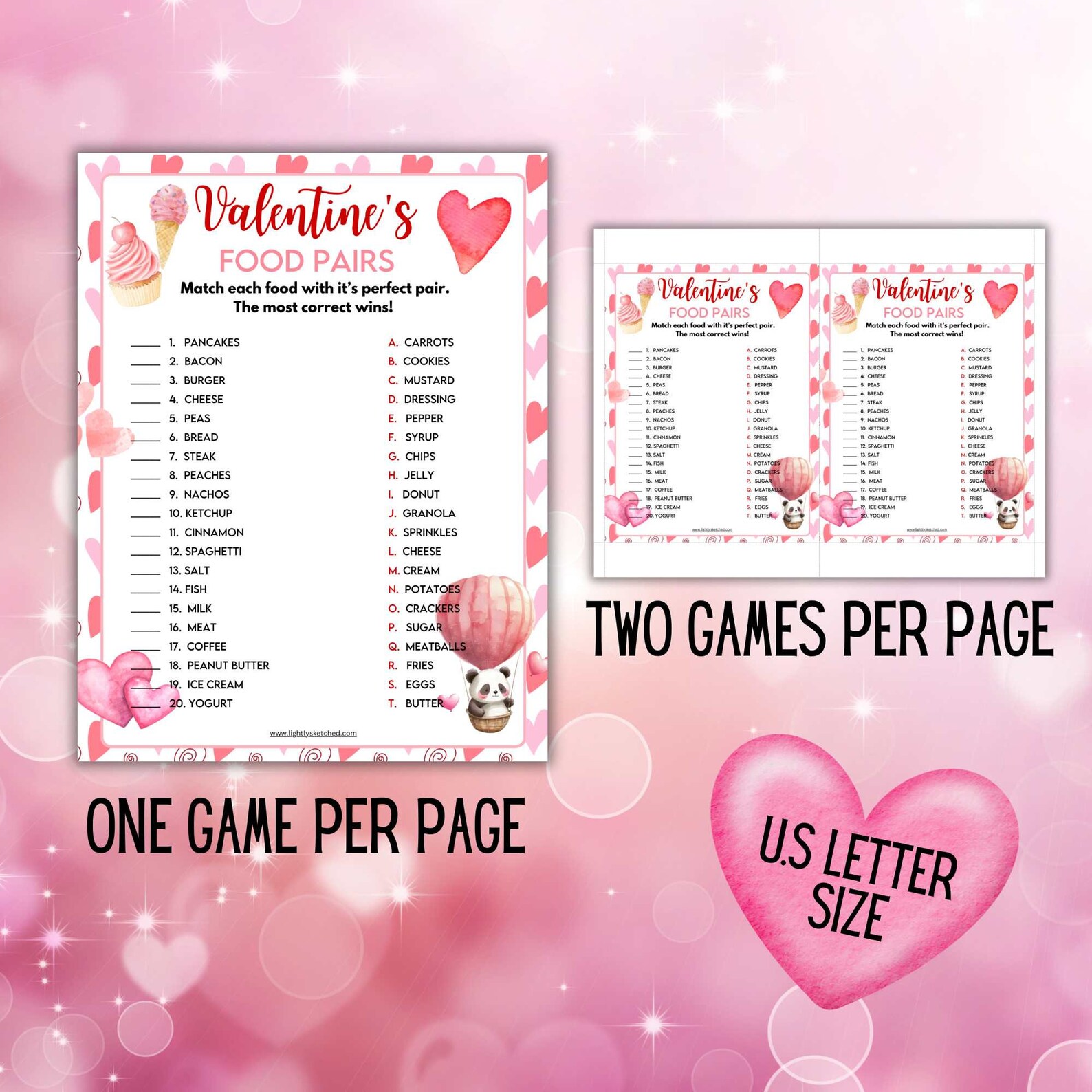 Valentine’s Day Food Pairs Game, Food Pairs Game, Valentine's Day Party ...
