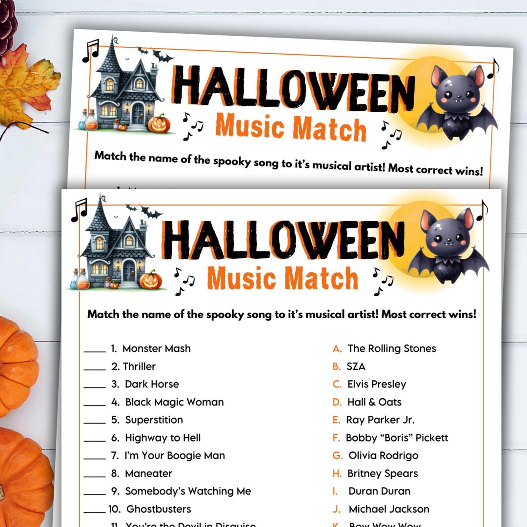 Halloween Song Match, Halloween Party Games, Halloween Trivia Game ...