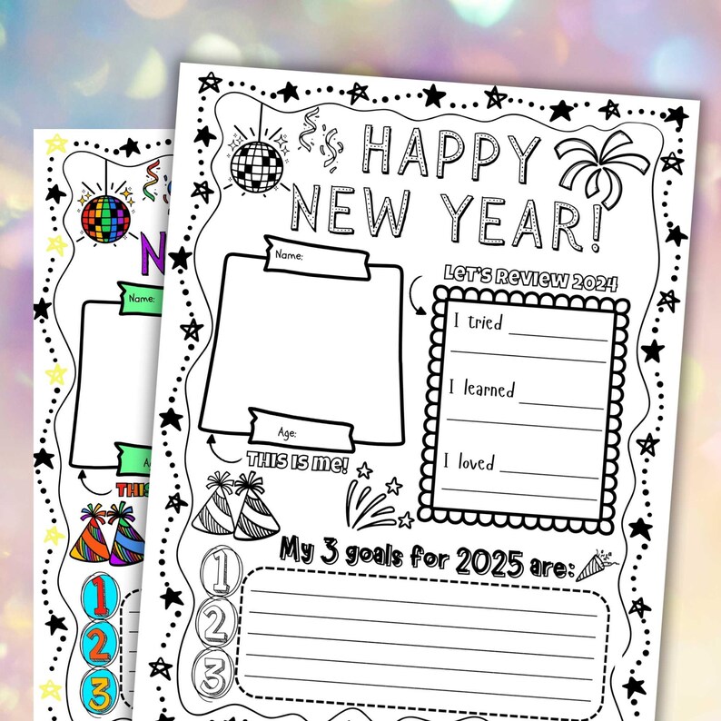 New Years Goals Printable | Printable New Year's Resolution Coloring ...