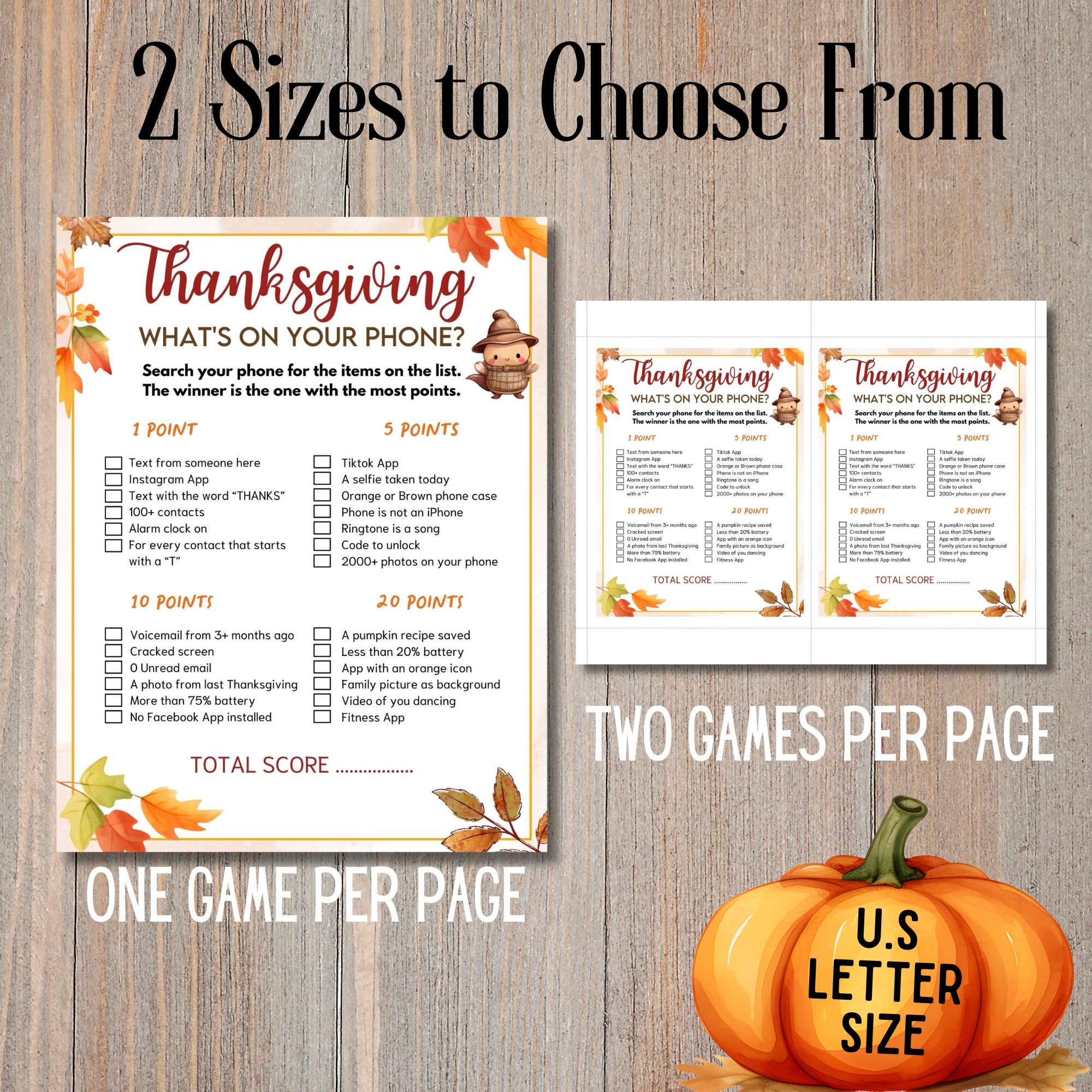 Thanksgiving Game Printable, Thanksgiving Game What’s on Your Phone ...
