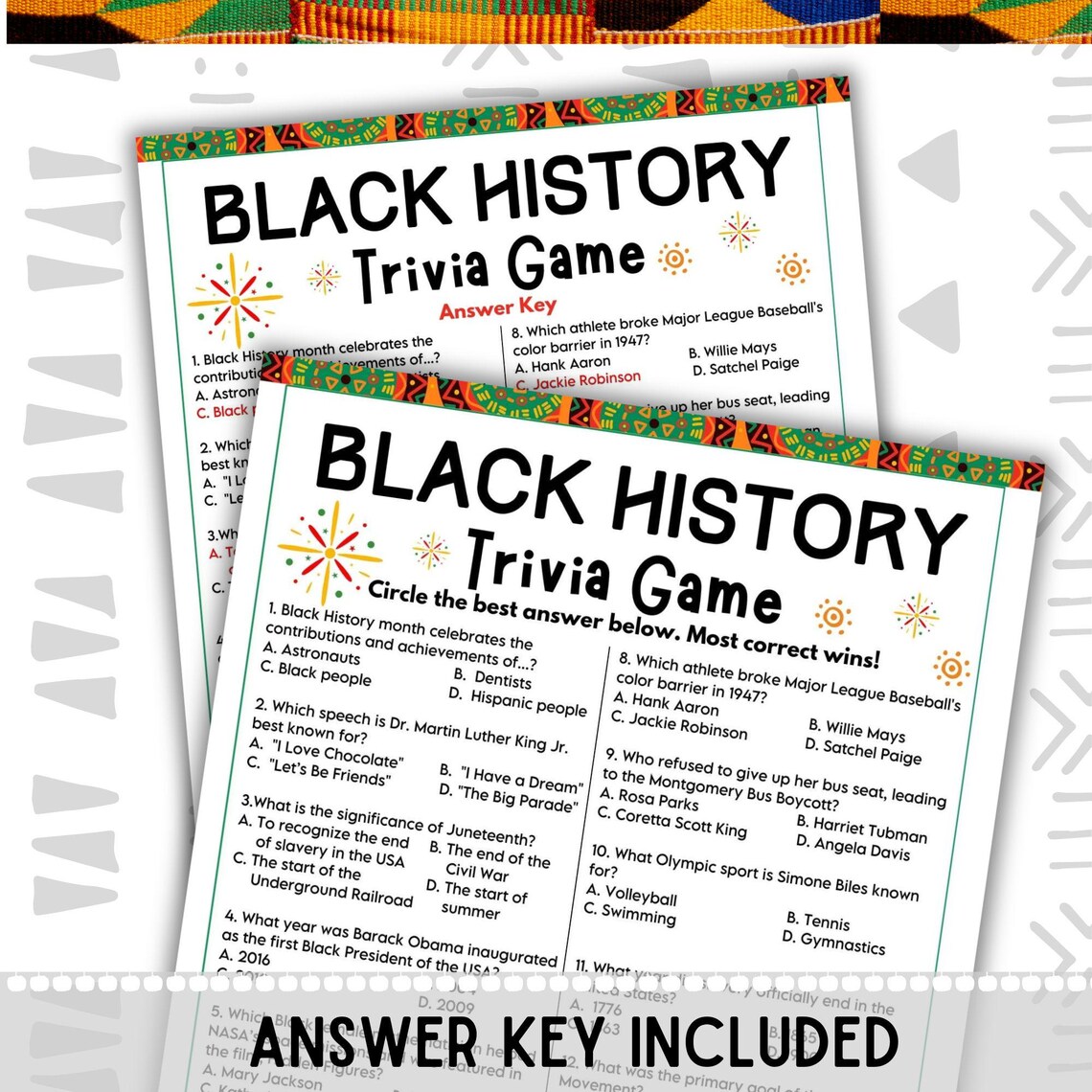 Black History Month Trivia, Printable Black History Month Games, Black ...