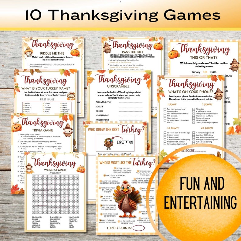 Thanksgiving Games Bundle, Thanksgiving Game Printable, Thanksgiving ...