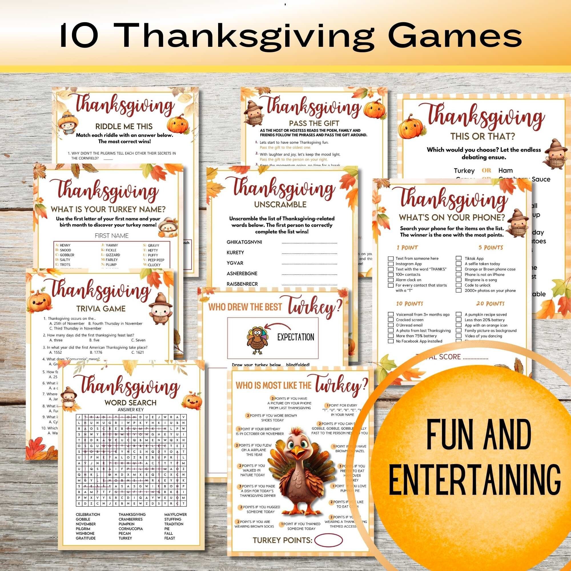 Thanksgiving Games Bundle, Thanksgiving Game Printable, Thanksgiving ...