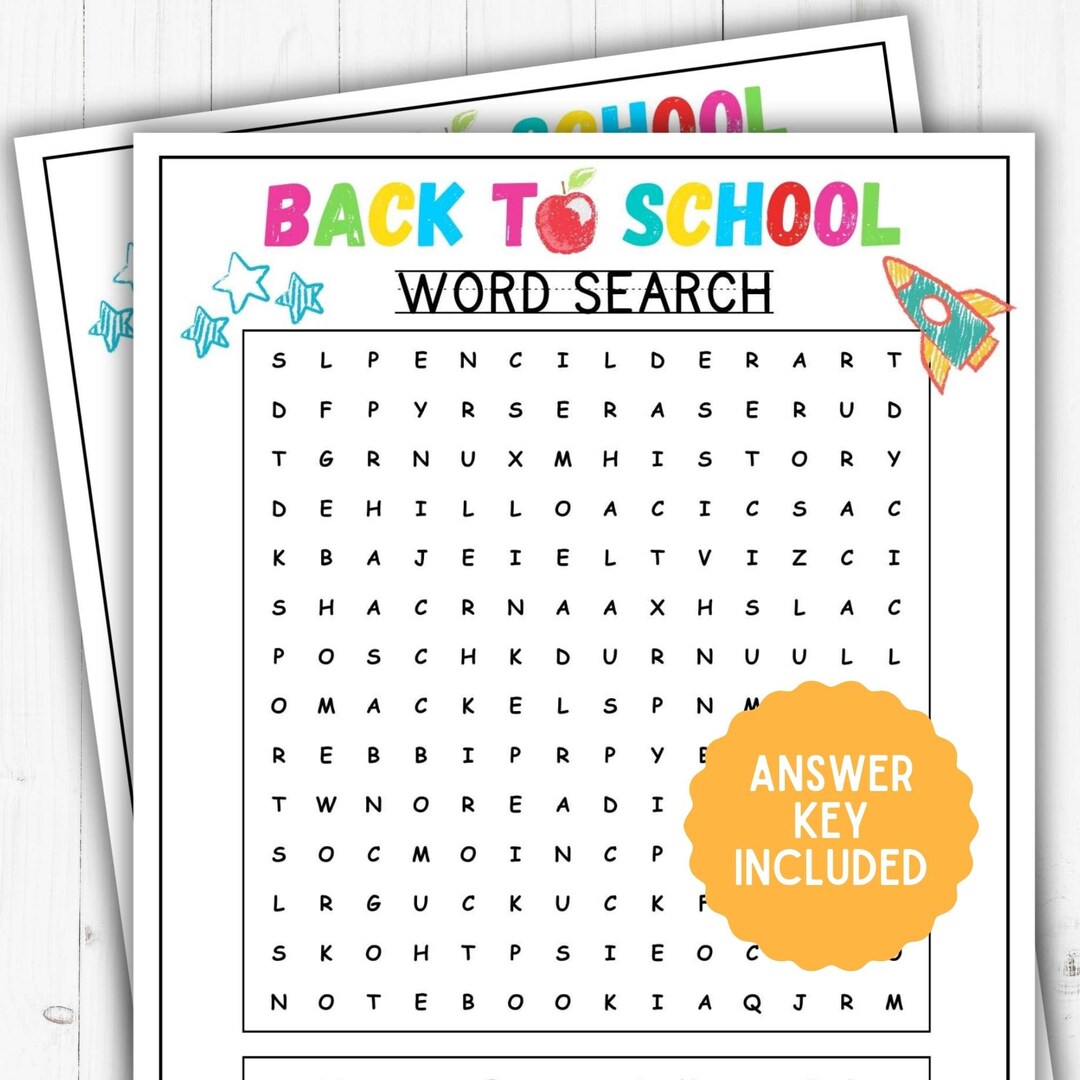 Back to School Word Search, Back to School Games, First Day of School ...