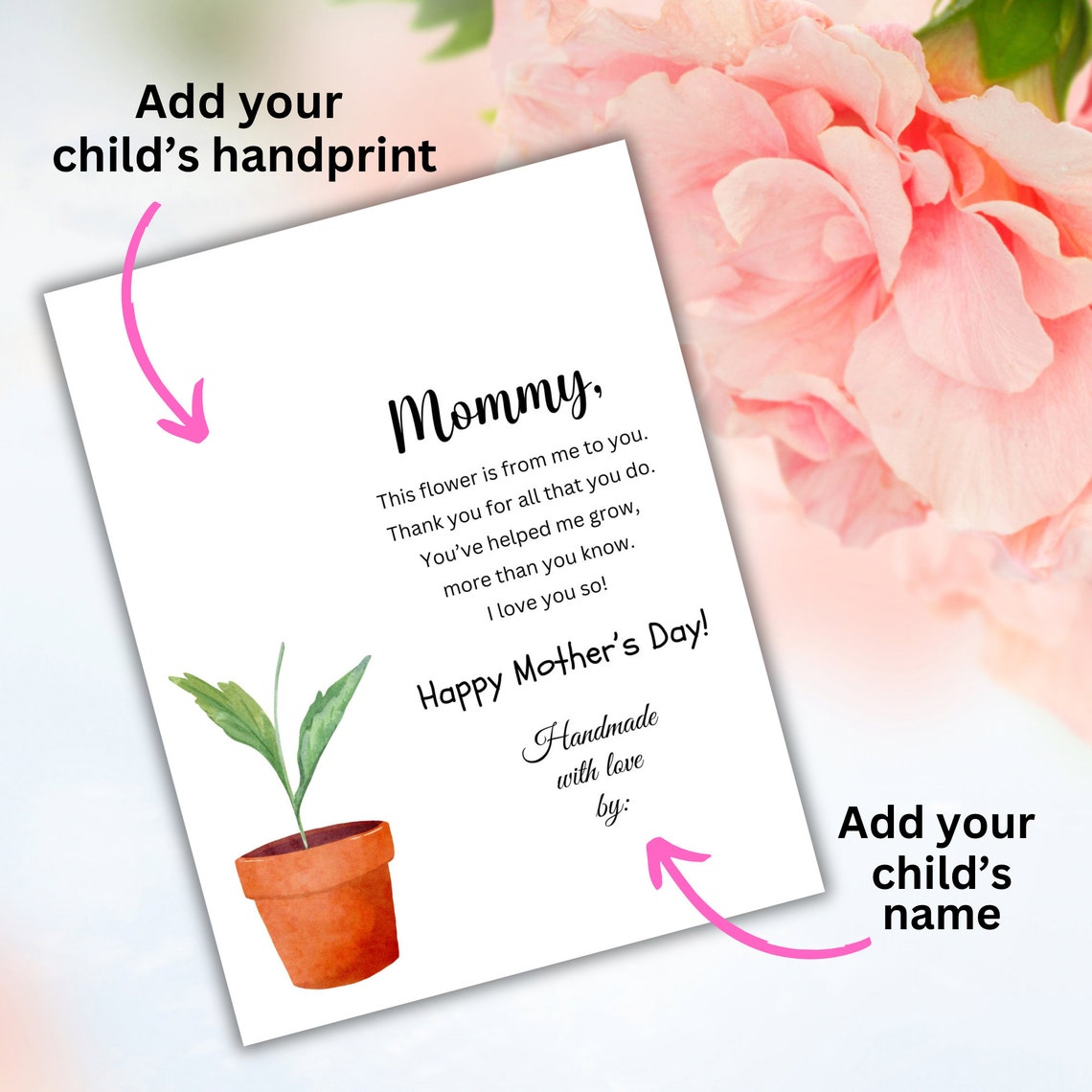 Mothers Day Handprint Craft, Mothers Day Printable, Mothers Day Poem ...