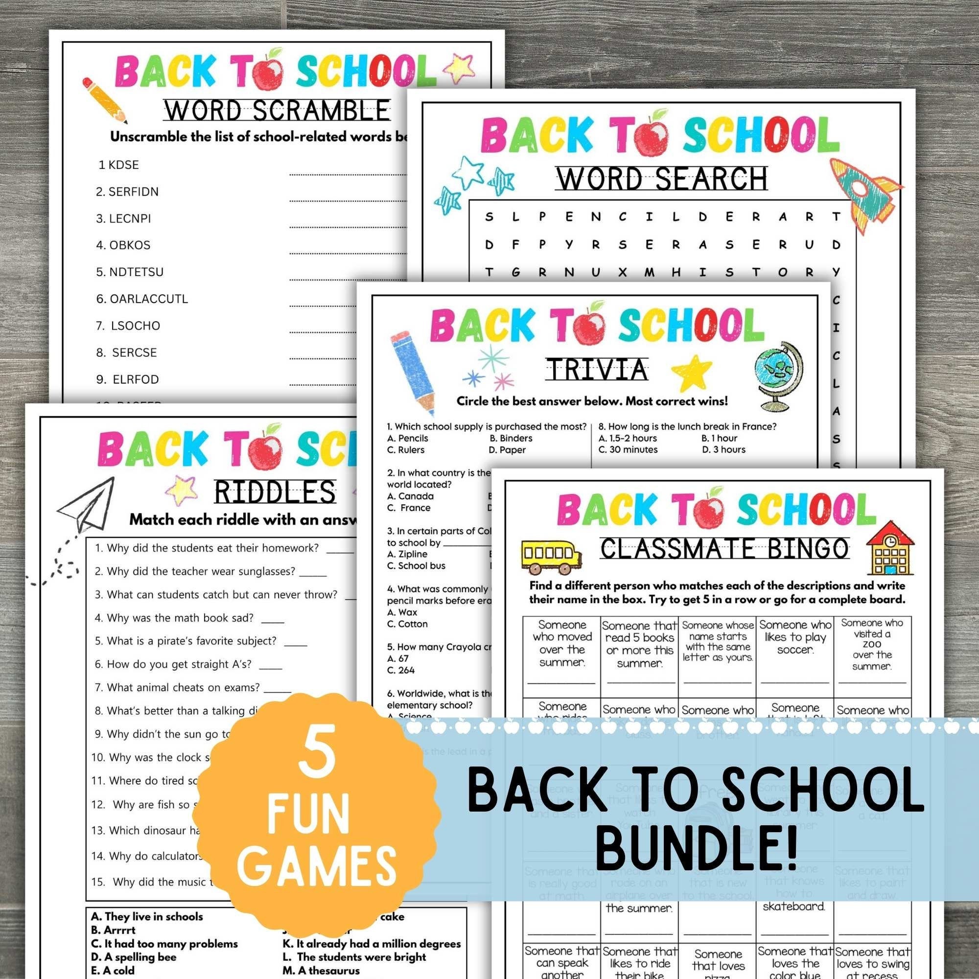 Back to School Bundle, Printable First Day of School Activities ...