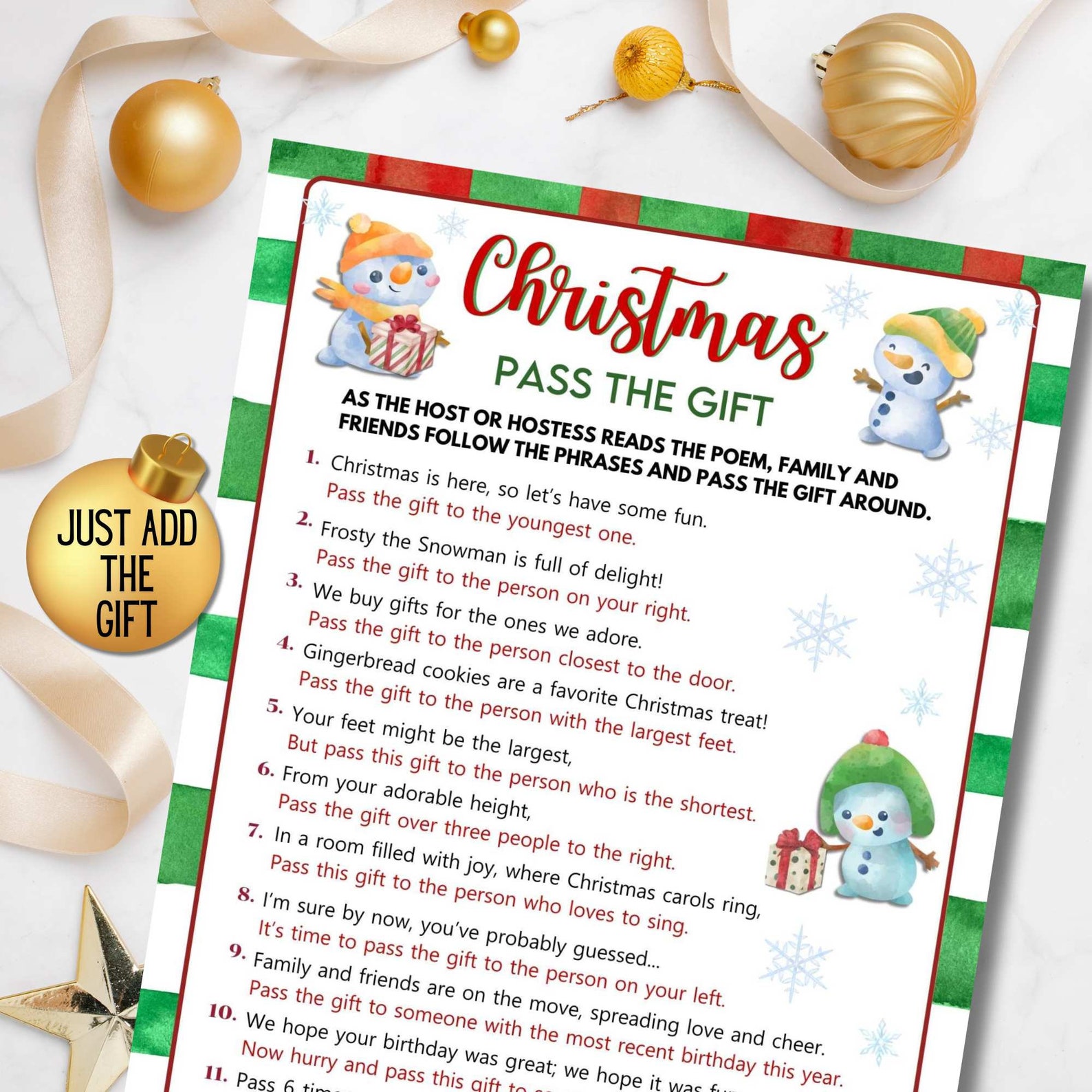 Christmas Game Printable Pass the Gift, Christmas Game, Group Game ...