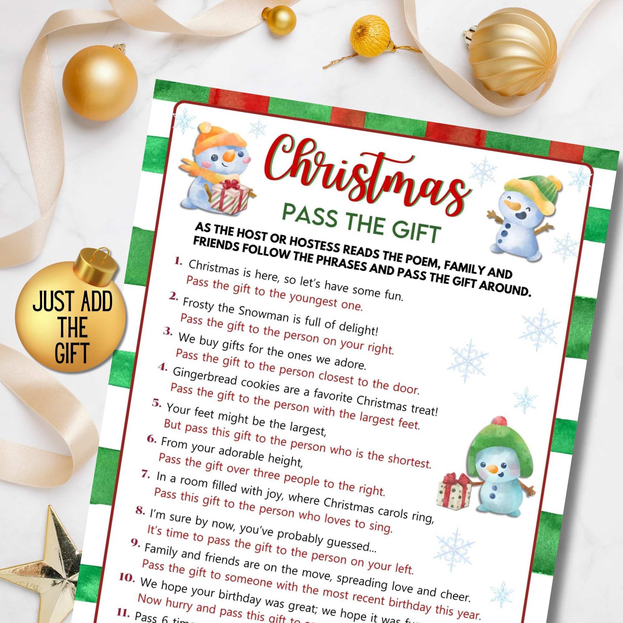 Christmas Game Printable Pass the Gift, Christmas Game, Group Game ...