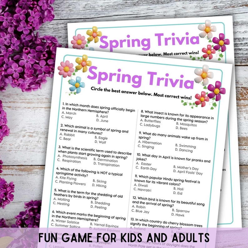 Spring Trivia Game | Printable Springtime Games | Party Games | Spring ...