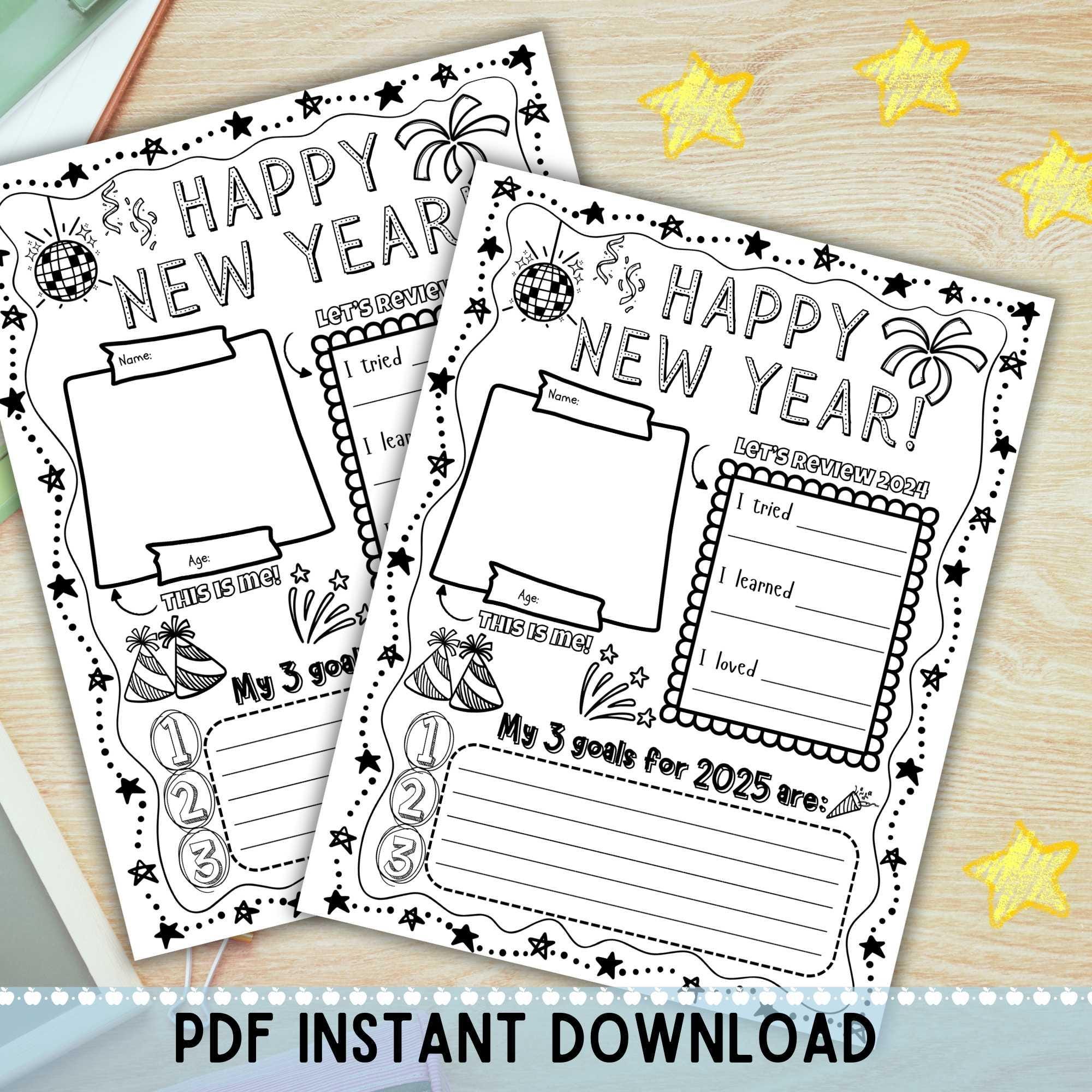 New Years Goals Printable | Printable New Year's Resolution Coloring ...
