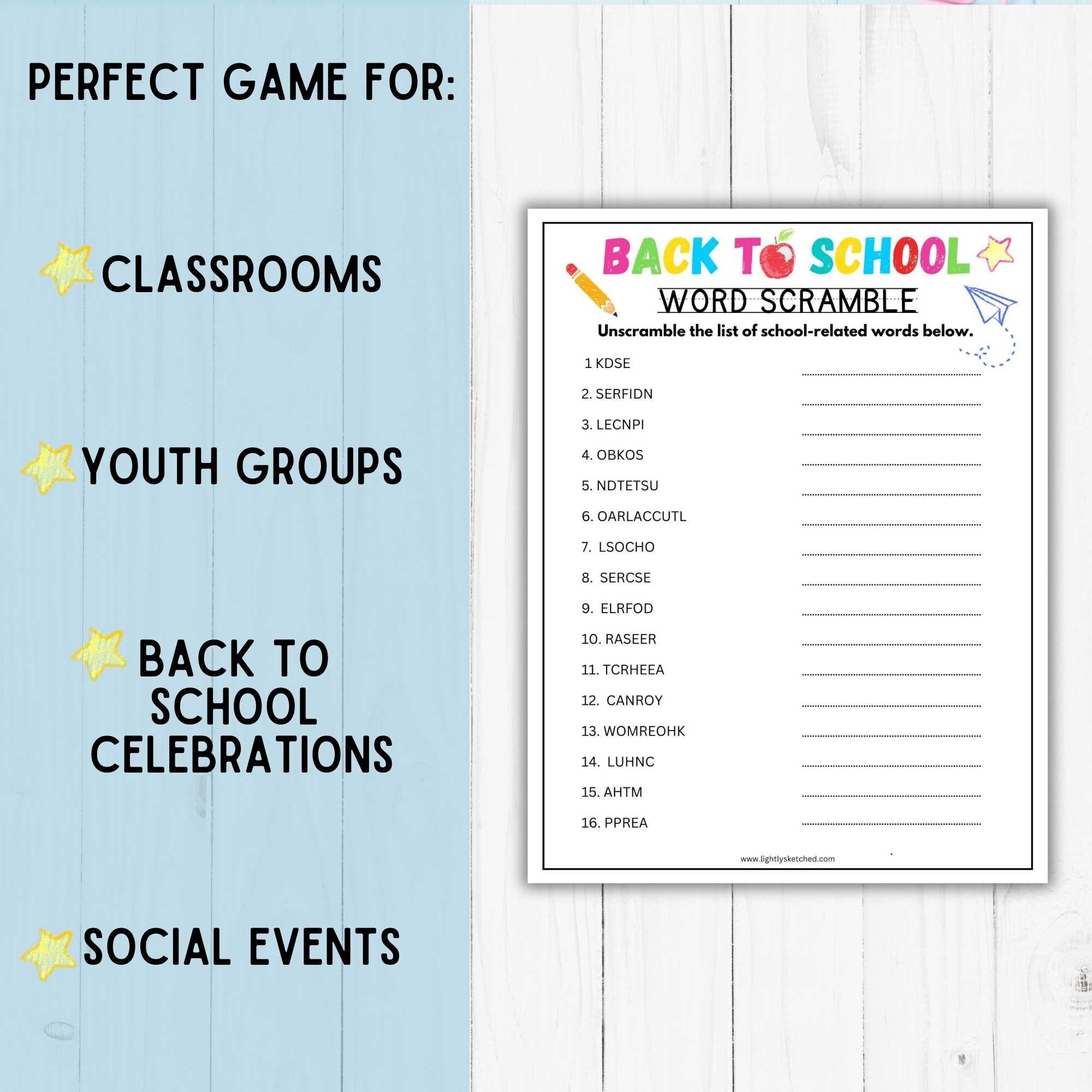 Back to School Word Scramble | Back to School Games | Back to School ...