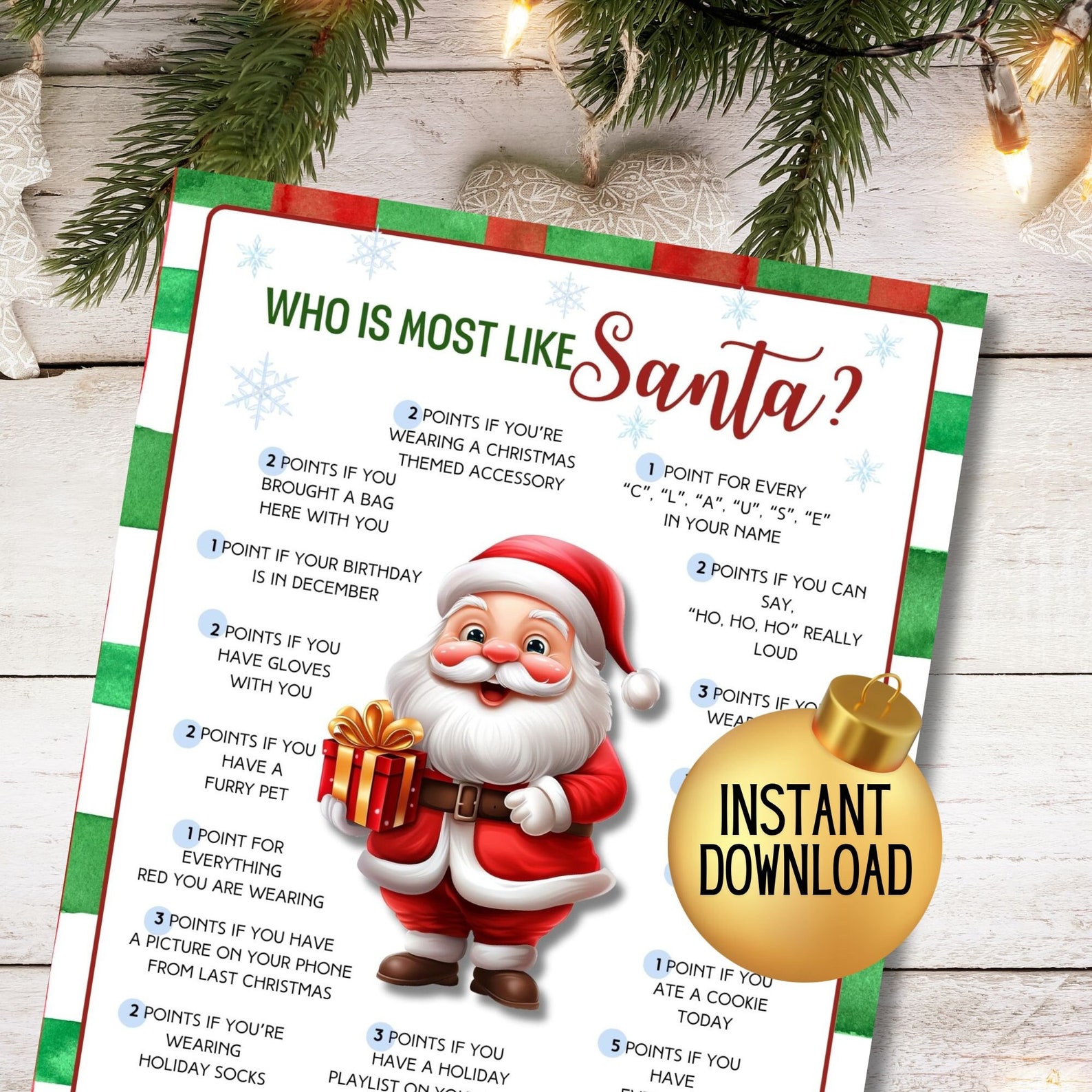 Who is Most Like Santa, Christmas Game Printable, 2023 Christmas Game ...