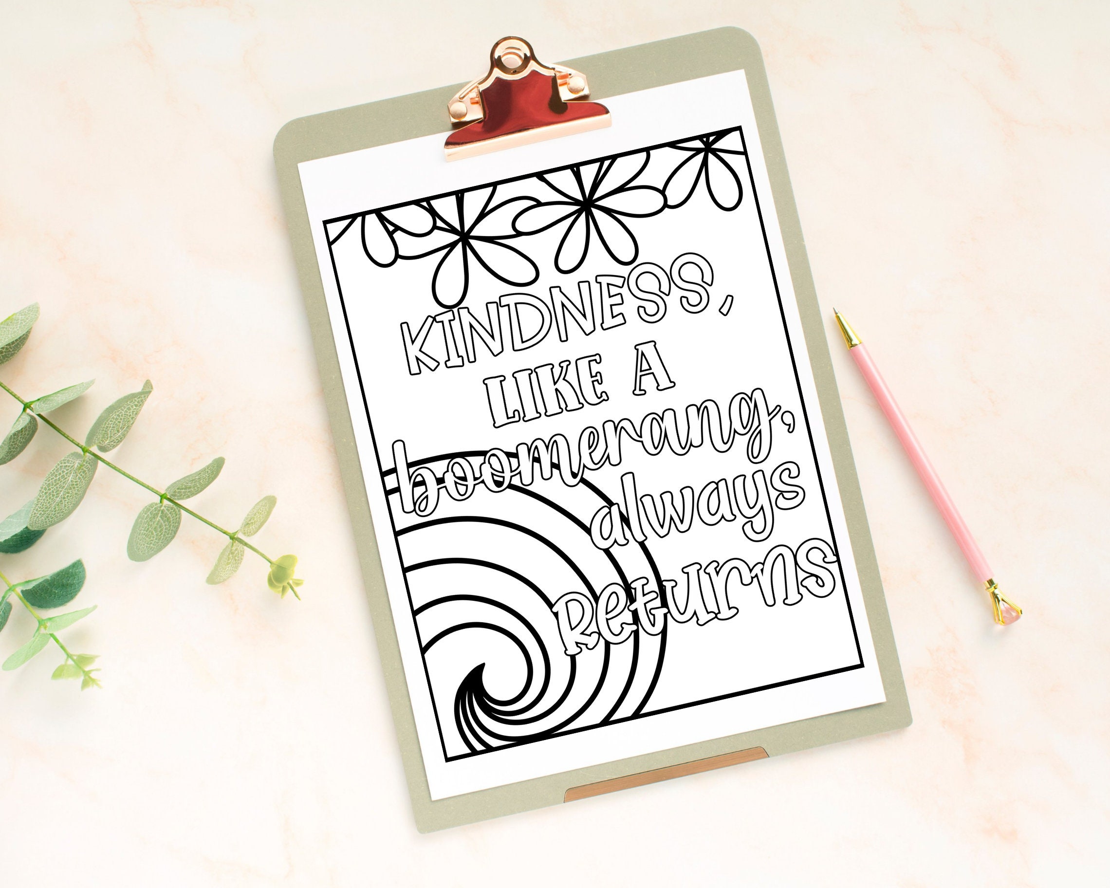 Positive Coloring Pages for Kids/ Kindness Coloring Pages/digital ...