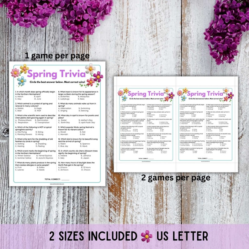Spring Trivia Game | Printable Springtime Games | Party Games | Spring ...