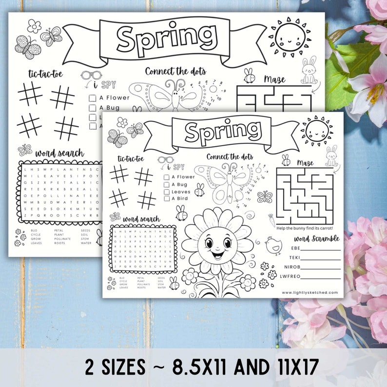 Spring Activity Sheet, Spring Placemat, Spring Activity, Spring ...