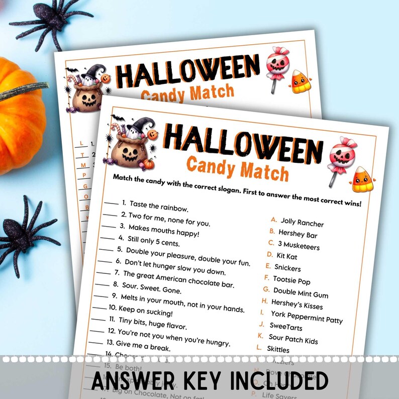 Halloween Candy Match Game, Halloween Trivia, Halloween Party Games ...
