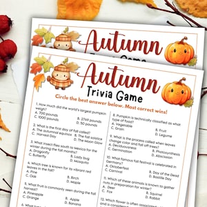 Fall Trivia Game | Printable Autumn Games | Autumn Game for Adults ...