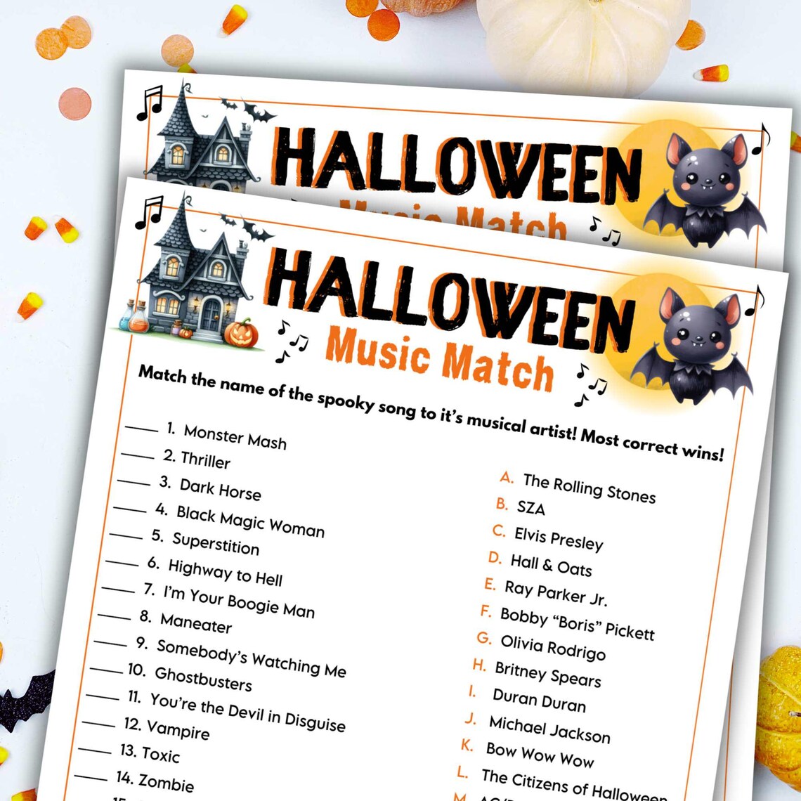 Halloween Song Match, Halloween Party Games, Halloween Trivia Game ...