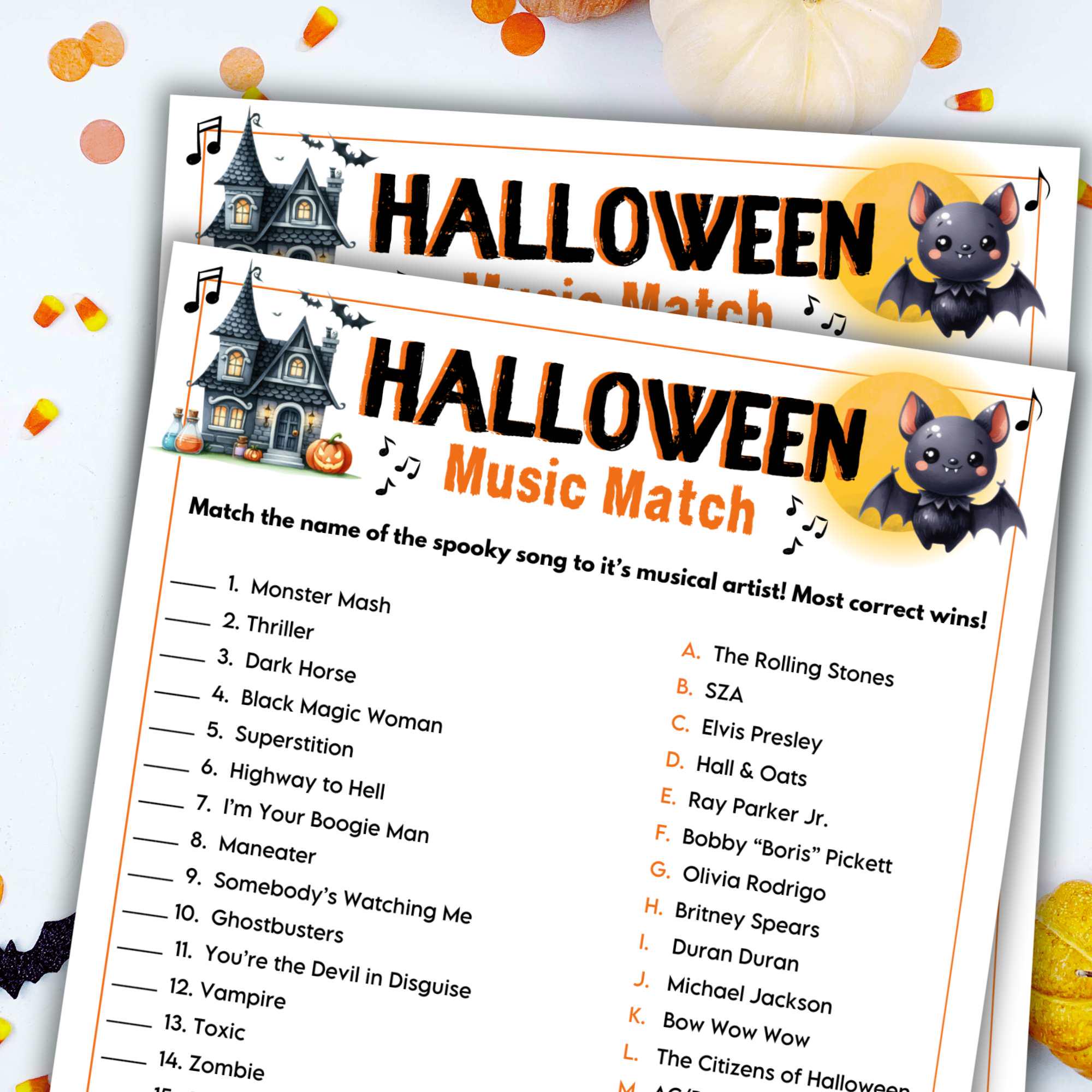 Halloween Song Match, Halloween Party Games, Halloween Trivia Game ...
