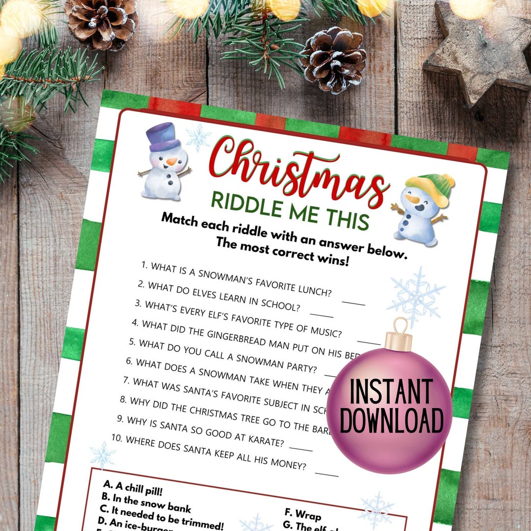 Christmas Riddles, Christmas Riddle Me This Trivia Game, Christmas ...