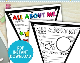 All About Me Banner First Day of School Printable Back to School ...