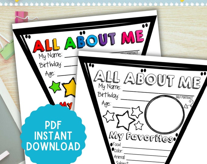 All About Me Banner First Day of School Printable Back to School ...