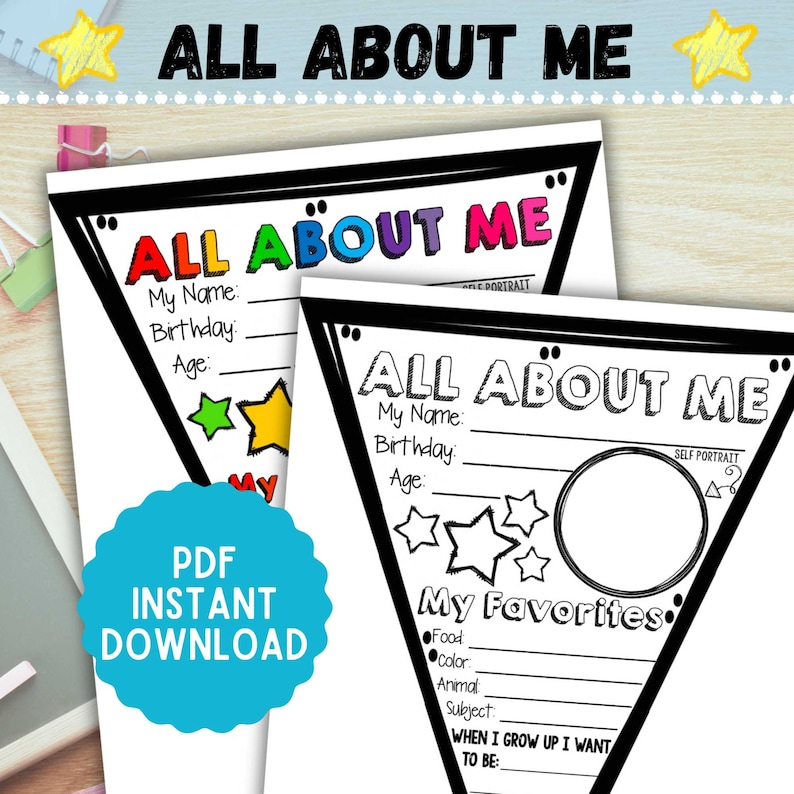 All About Me Banner First Day of School Printable Back to School ...