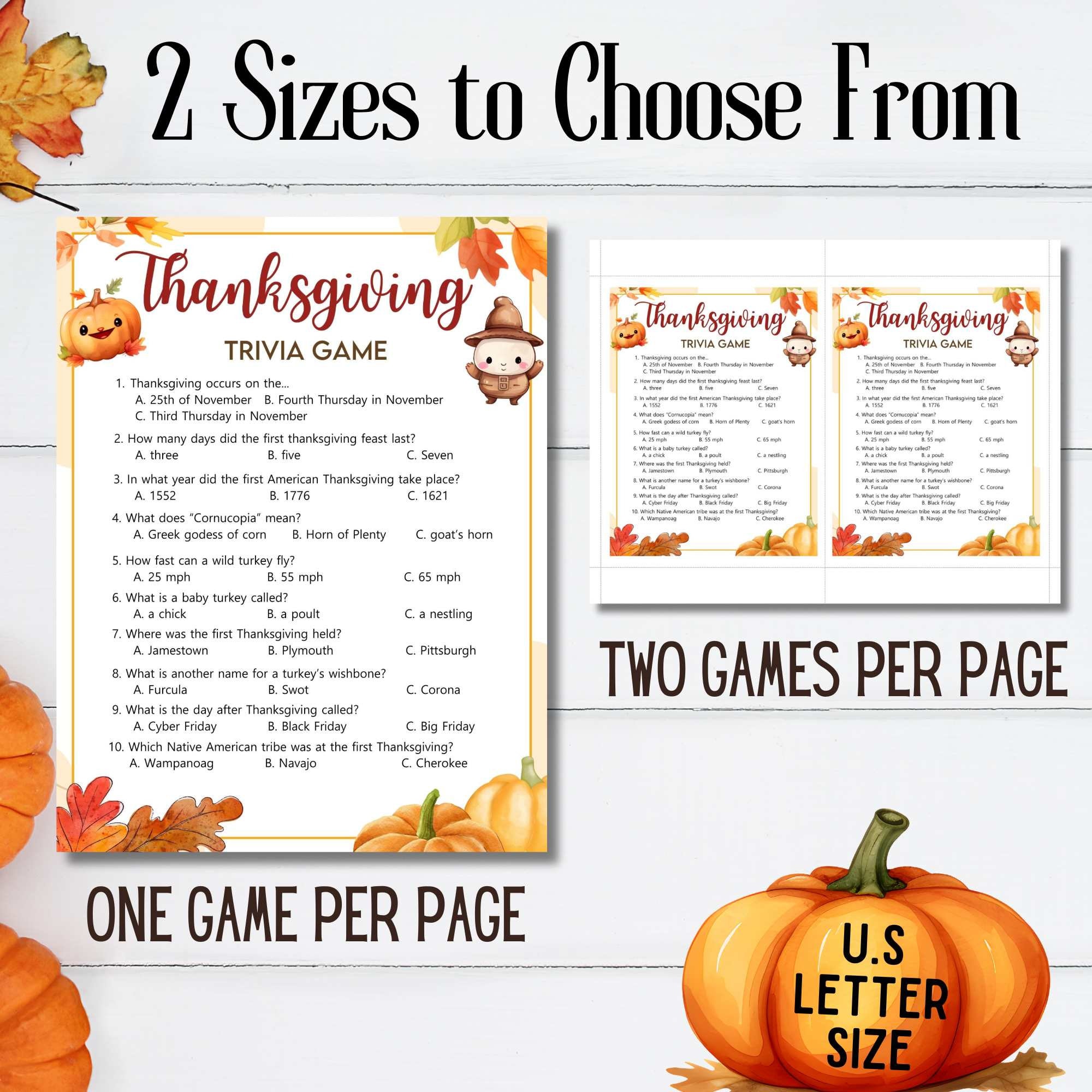 Thanksgiving Trivia Game, Thanksgiving Party Games, Thanksgiving Trivia ...