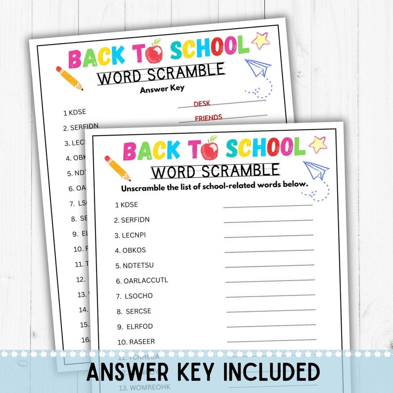 Back to School Word Scramble | Back to School Games | Back to School ...