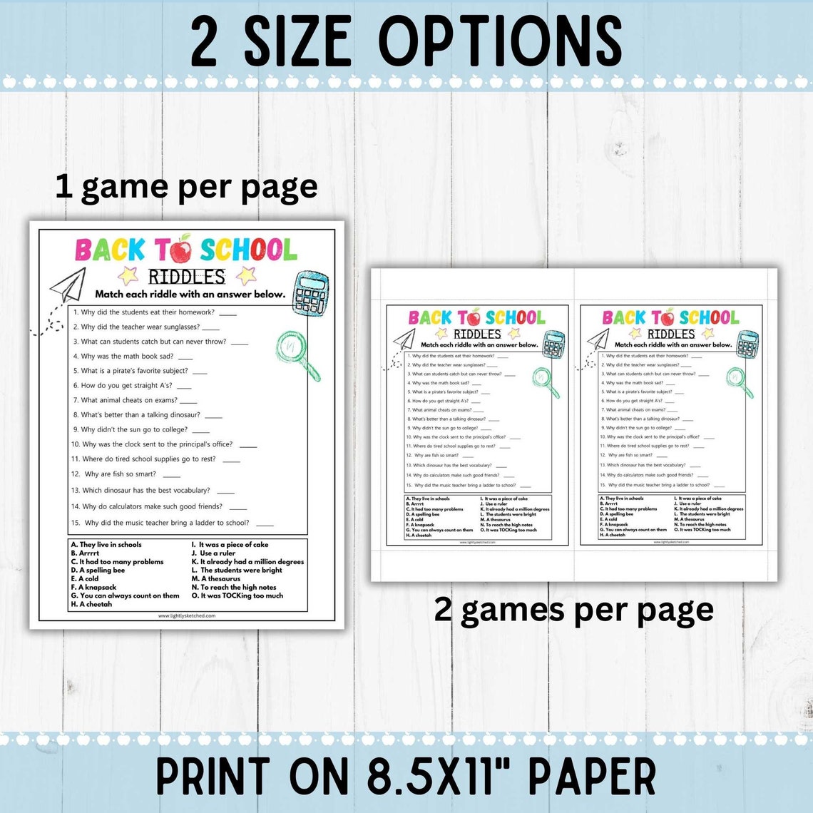 Back to School Riddles Game for Kids, Printable Kids School Games, Back ...