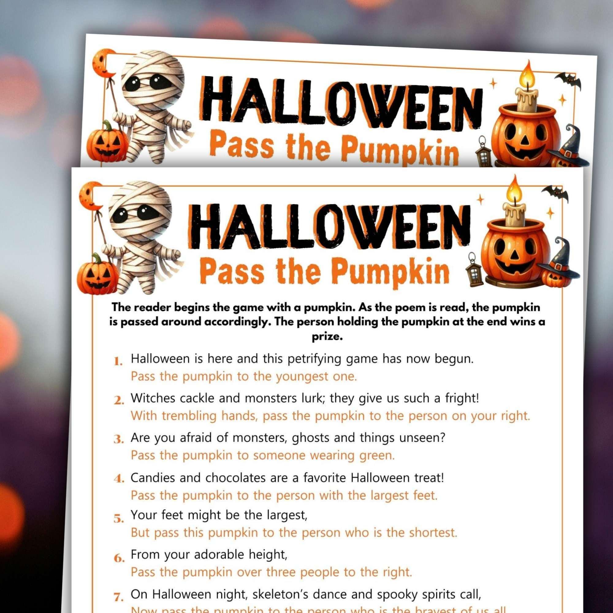 Halloween Pass the Pumpkin, Halloween Pass the Prize Game, Halloween ...