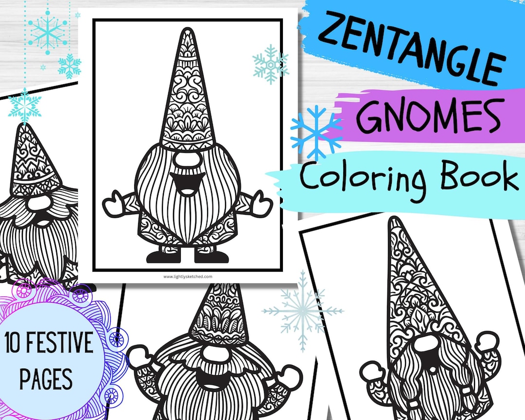 Christmas Gnome Coloring Pages/ Zentangle Activities for Kids ...