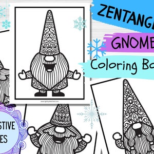 Christmas Gnome Coloring Pages/ Zentangle Activities for Kids ...