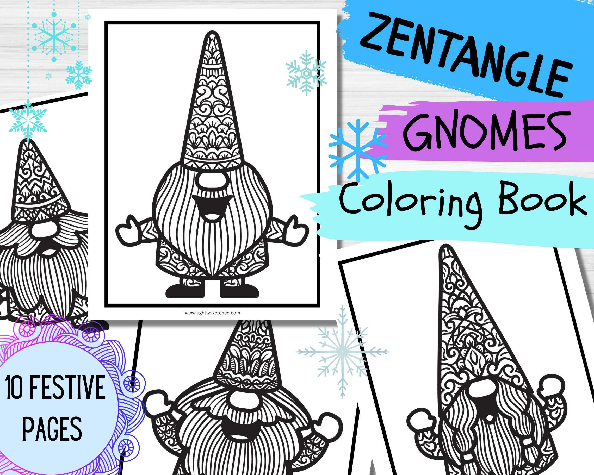 Christmas Gnome Coloring Pages/ Zentangle Activities for Kids ...
