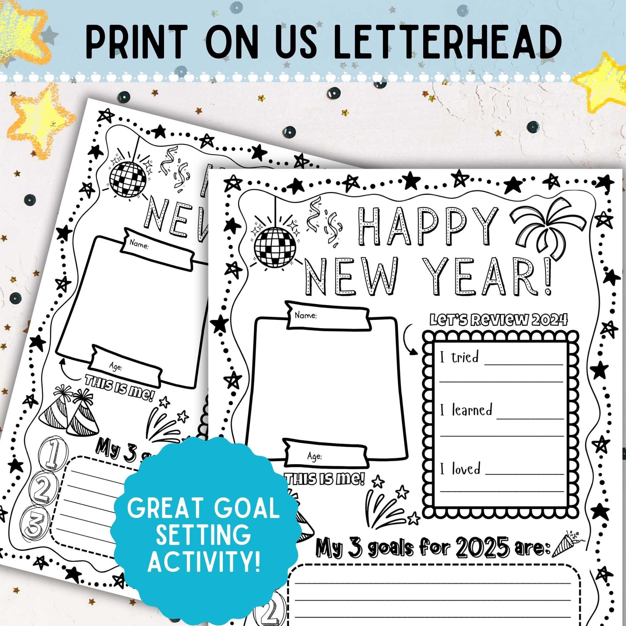 New Years Goals Printable | Printable New Year's Resolution Coloring ...