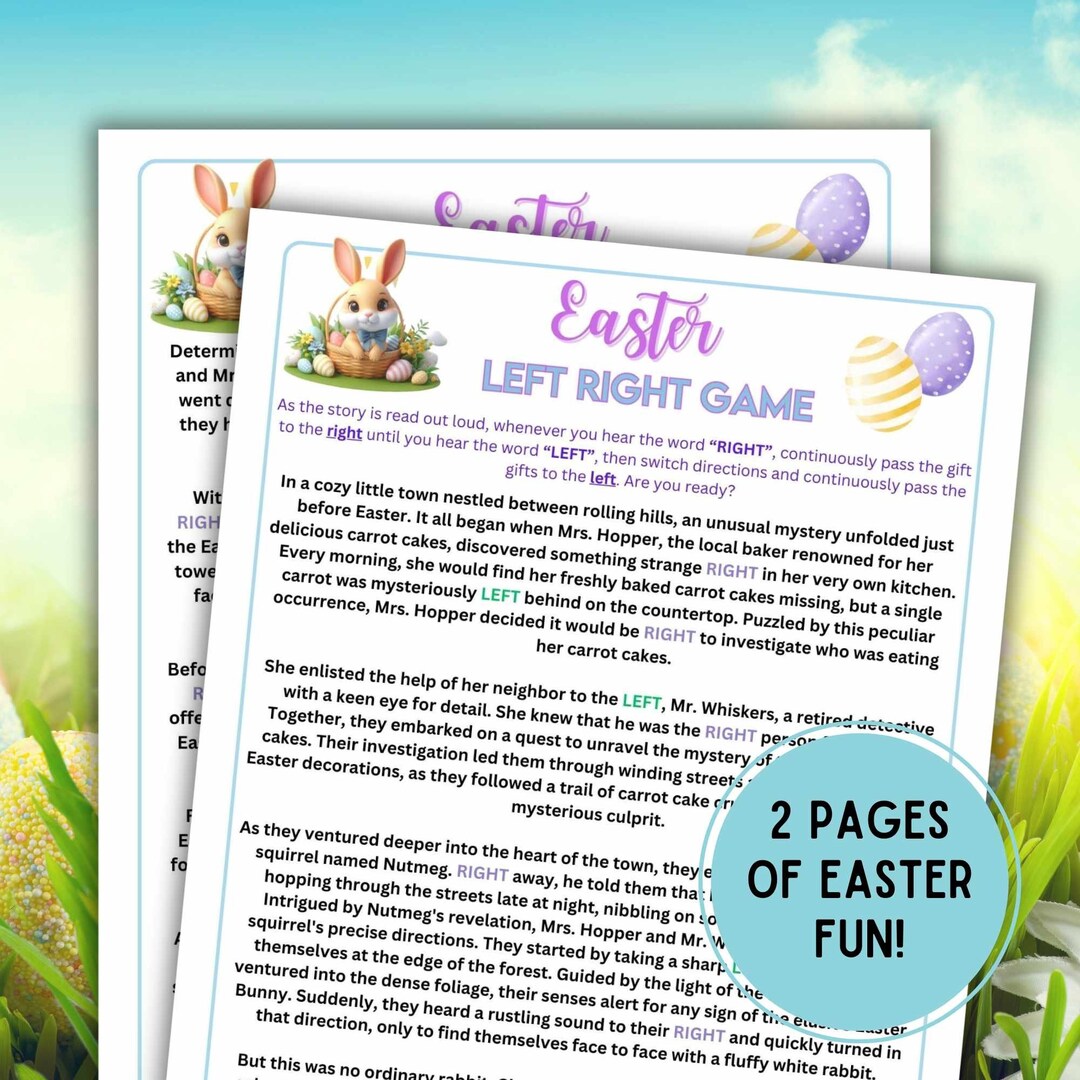 Easter Games Printable, Easter Left Right Game, Easter Activity for ...