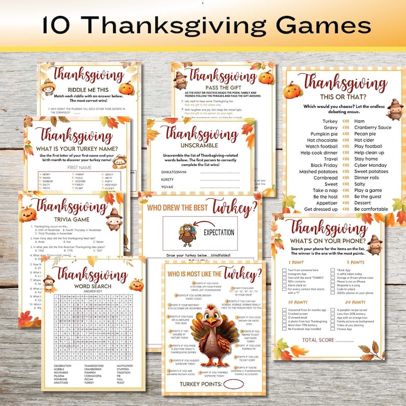 Thanksgiving Games Bundle, Thanksgiving Game Printable, Thanksgiving ...